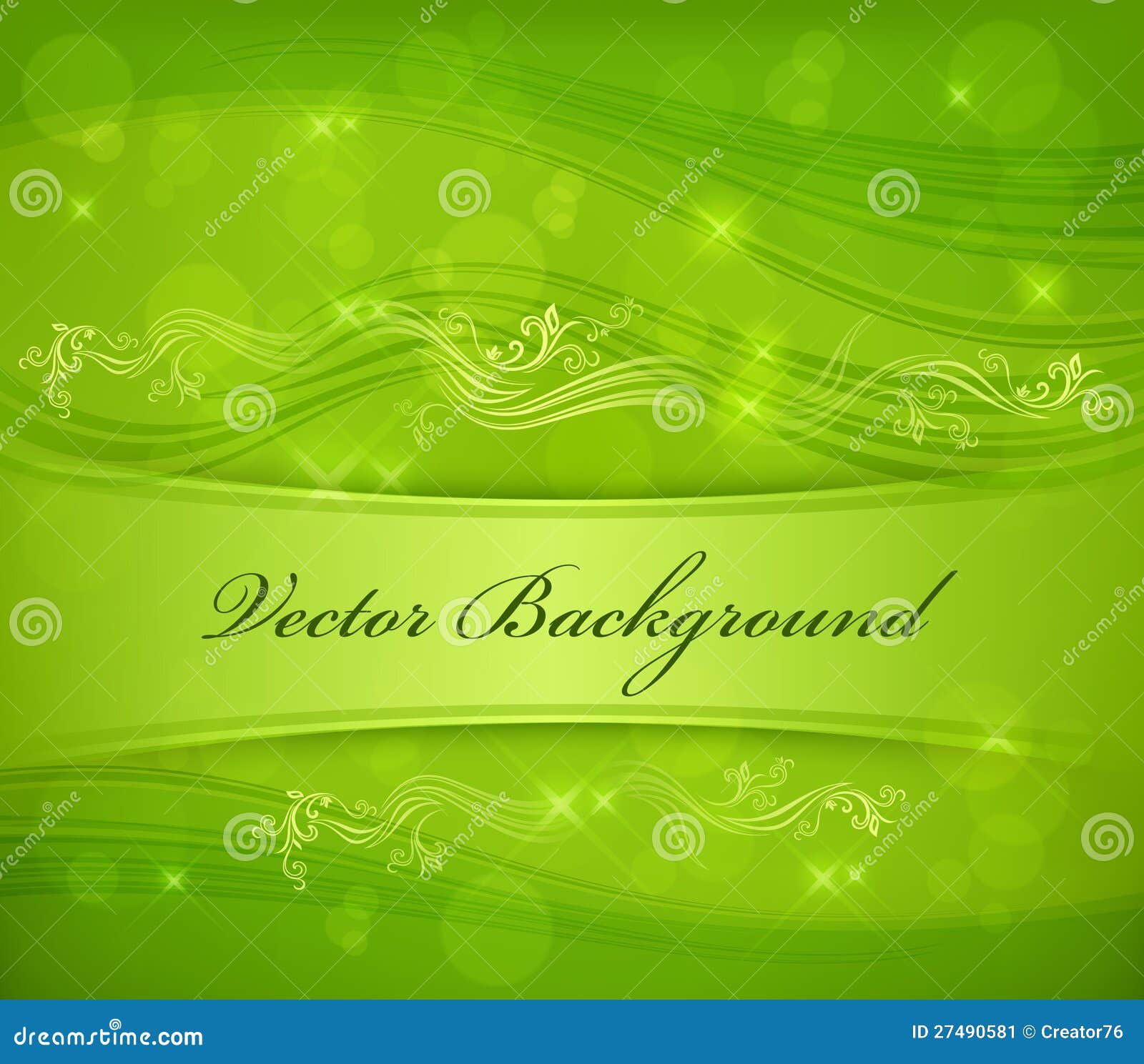 Floral Background in Green & Text Stock Vector - Illustration of vector ...