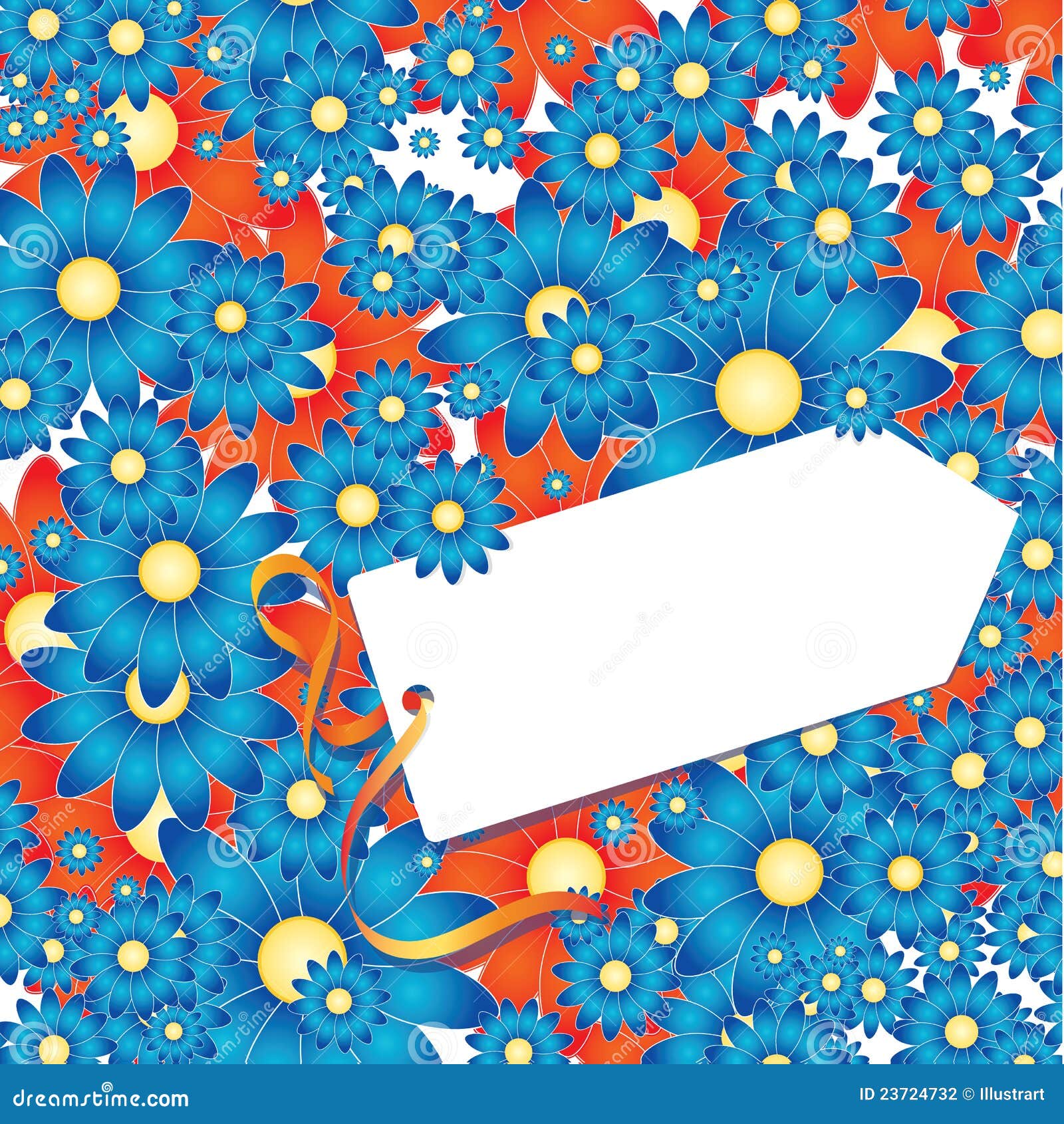 Floral Background with Label Stock Vector - Illustration of note ...