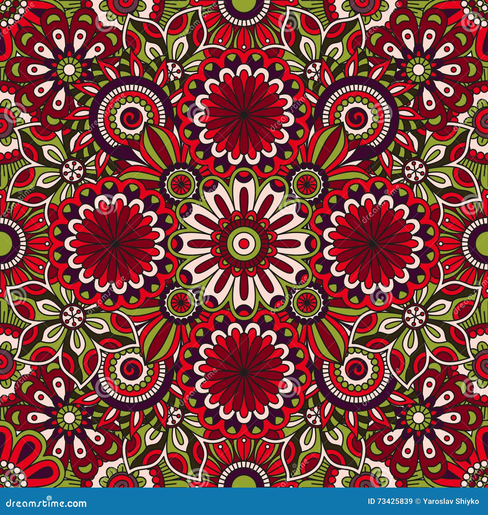 Floral Background Made of Many Doodle Flowers. Seamless Pattern Stock ...