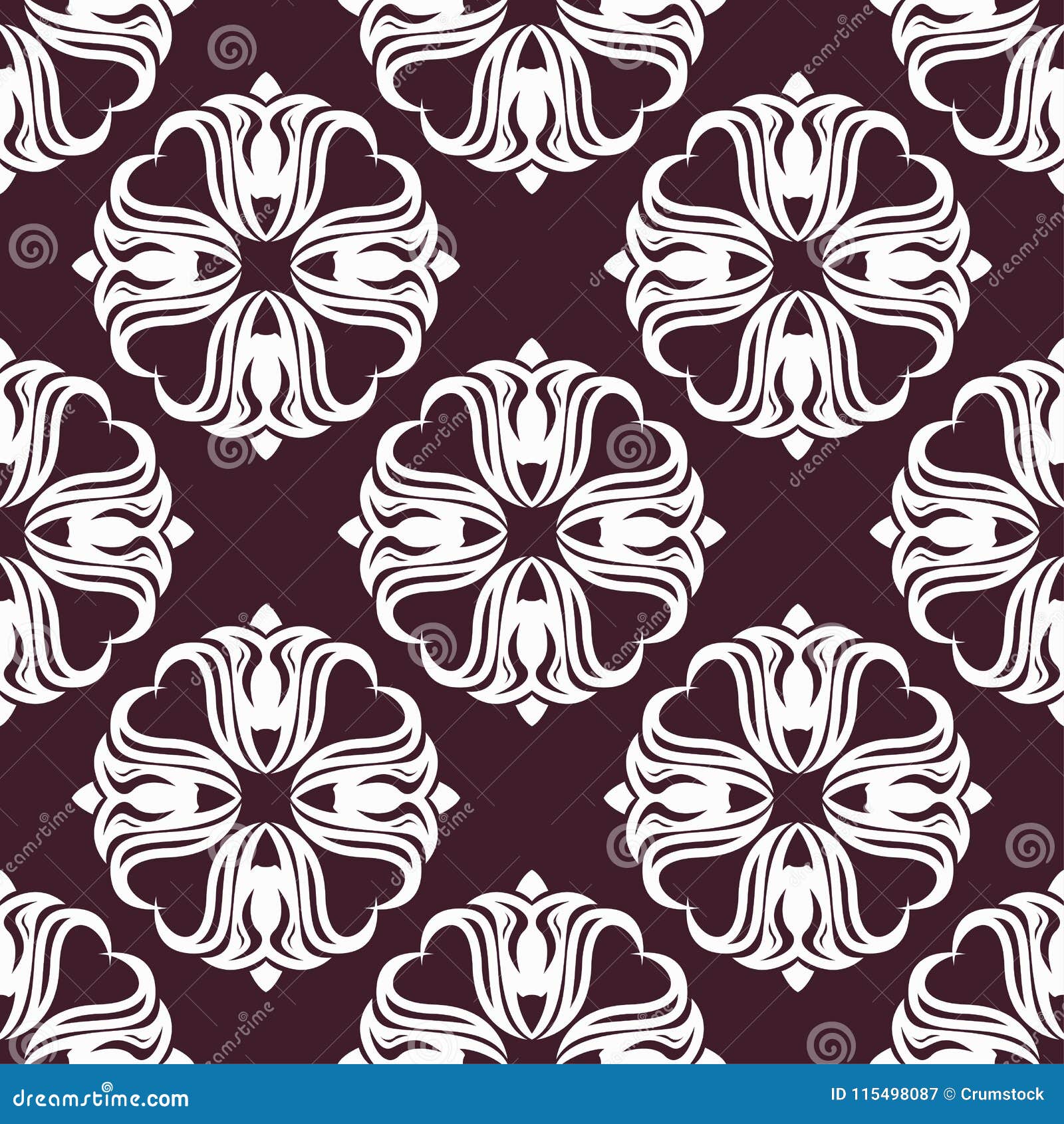 Floral Background with Maroon Seamless Pattern Stock Vector ...