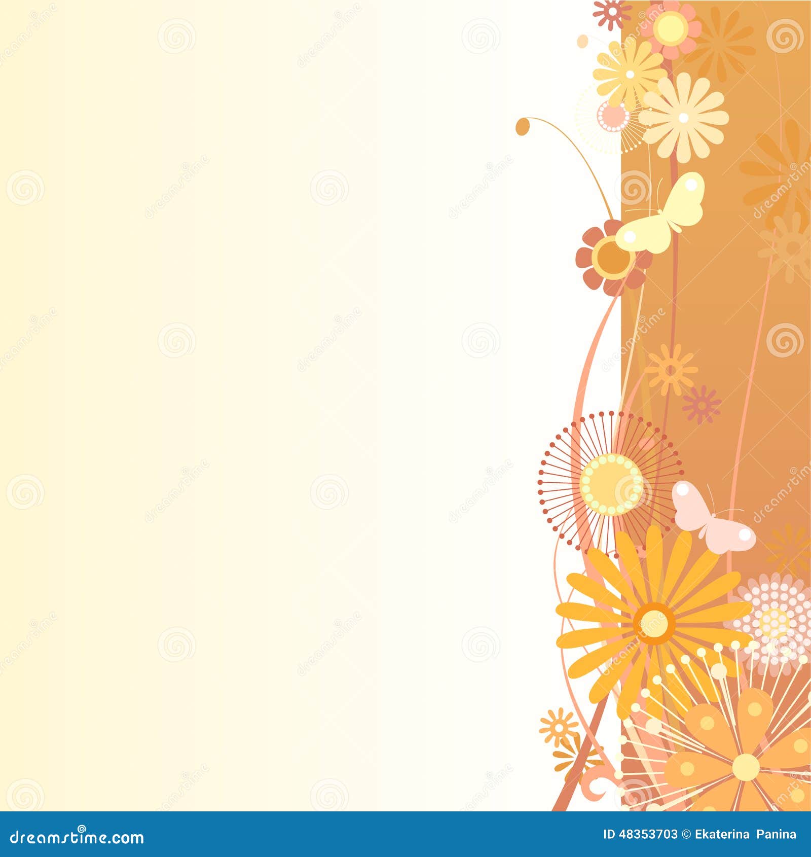 Floral Background in Orange Stock Vector - Illustration of pink, daisy ...