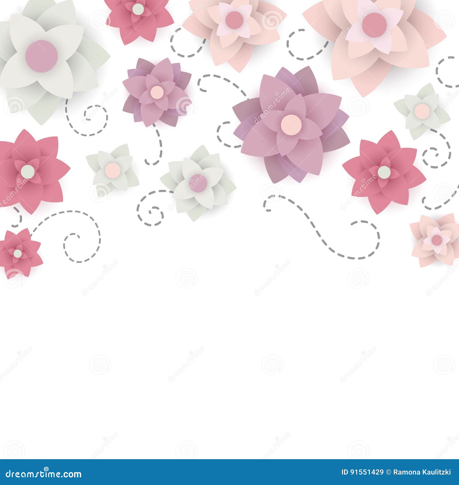 Floral Background with Paper Flowers Stock Illustration - Illustration ...