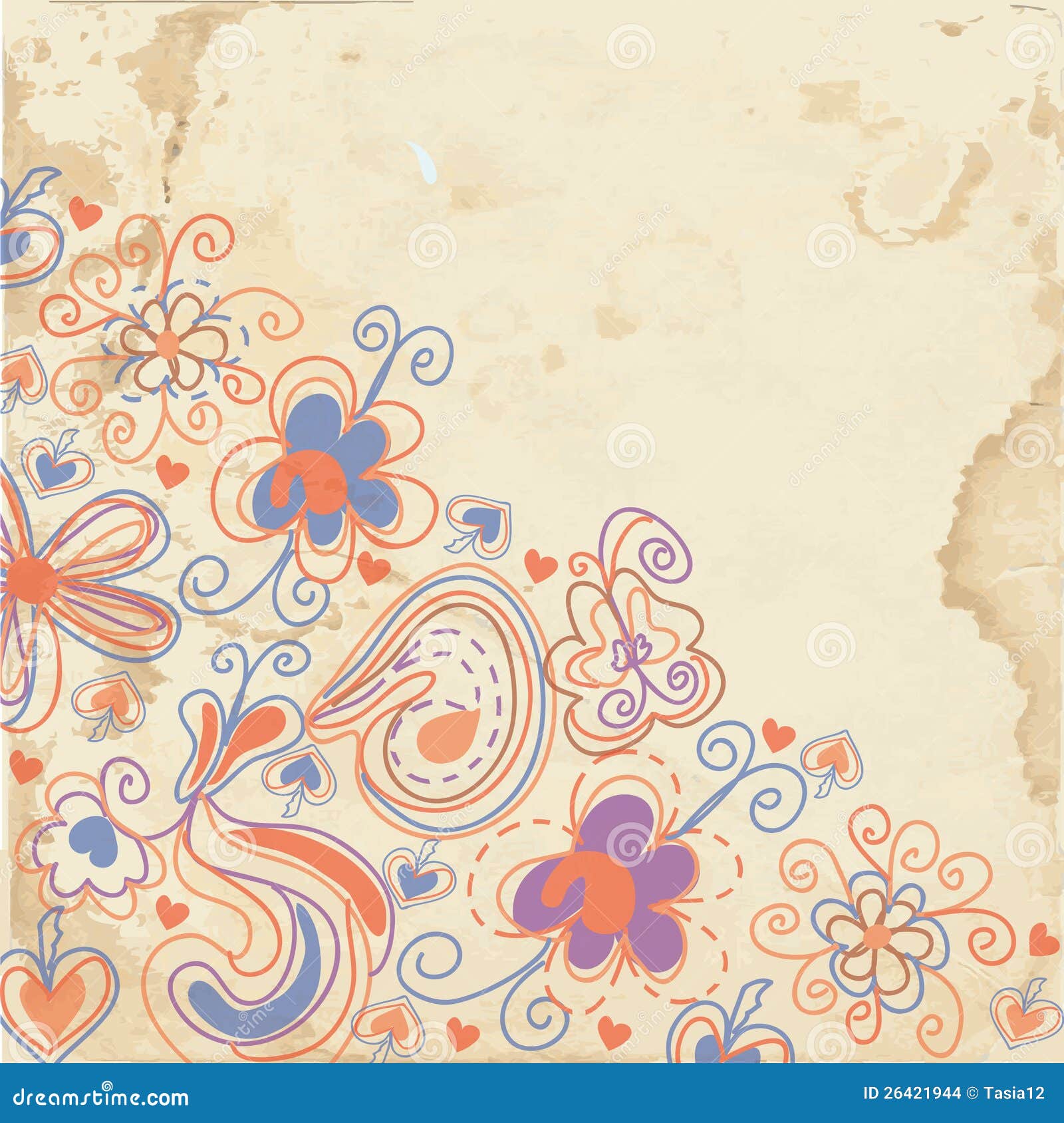 Floral Background on the Paper Texture Stock Vector - Illustration of ...