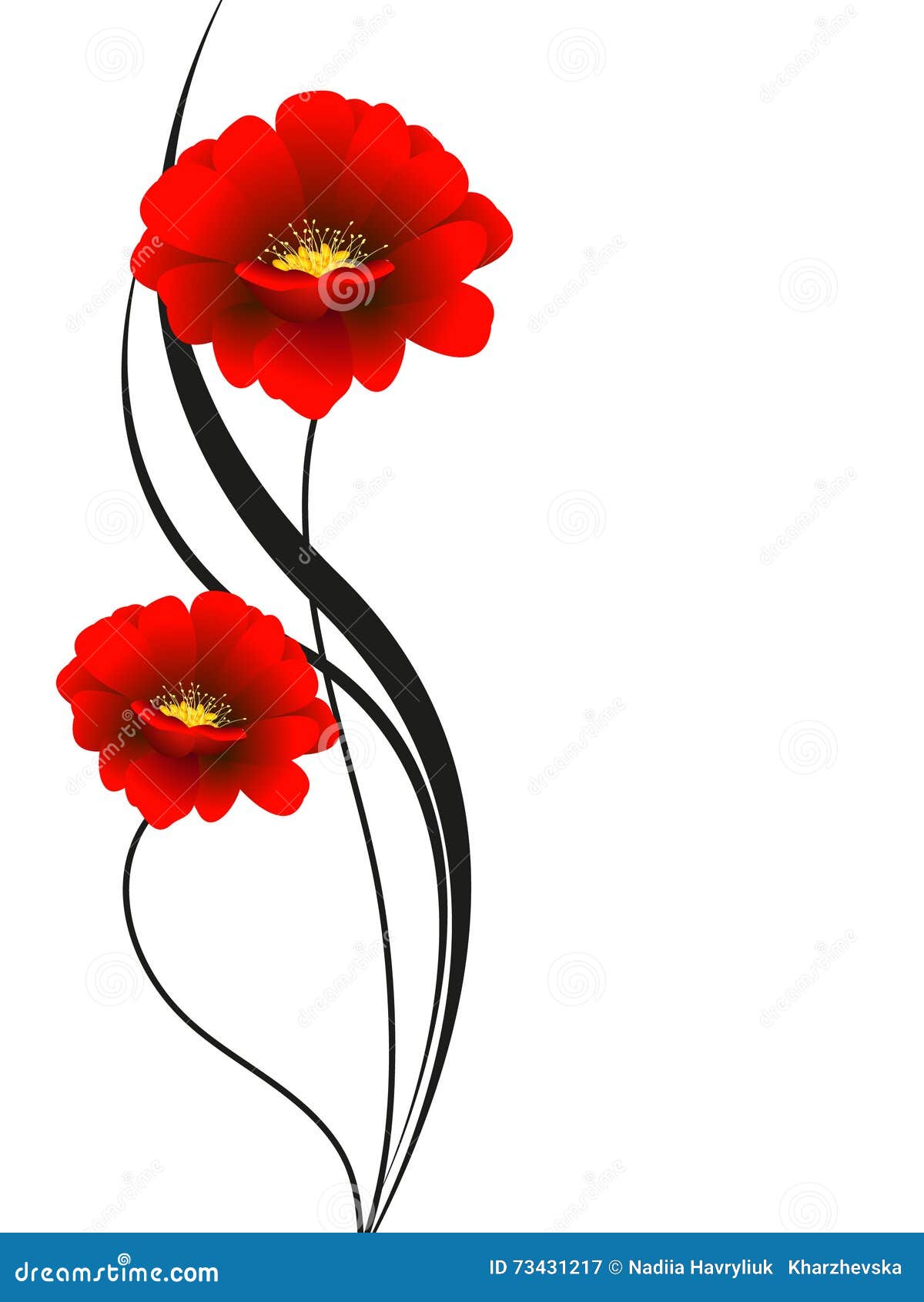 Floral Background with Red Flowers, Design Element. Stock Vector ...