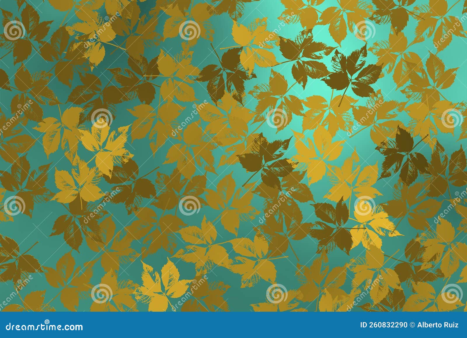 Floral Background with Repeating Leaf Over Emerald Background Stock ...