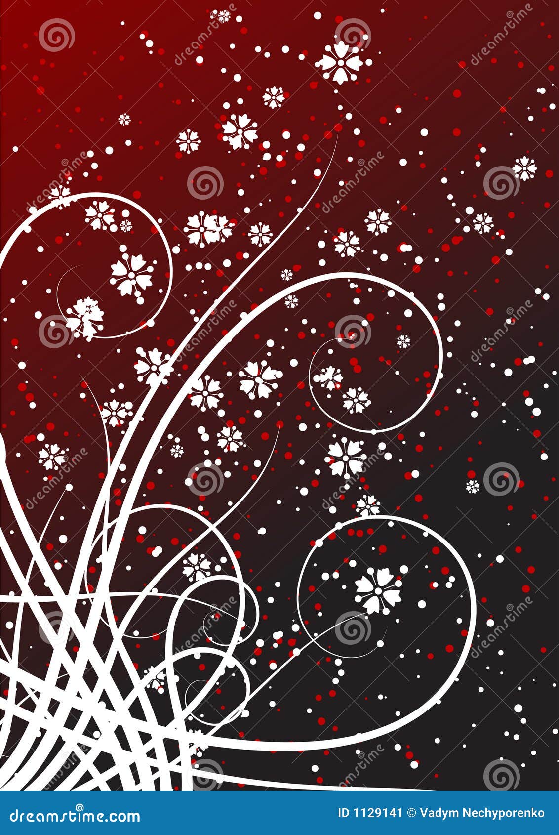 Floral Background with Scrolls and Dots Stock Vector - Illustration of ...