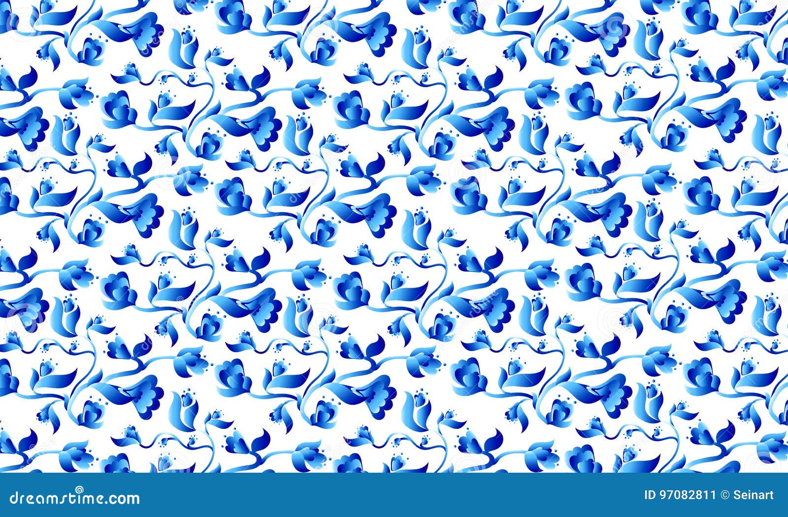 Floral Background with Small Blue Gradient Color Flowers. White ...