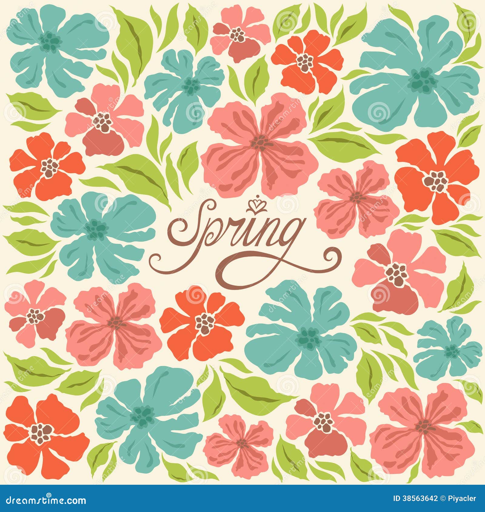 Floral Background, Spring Lettering, Greeting Card Stock Vector ...