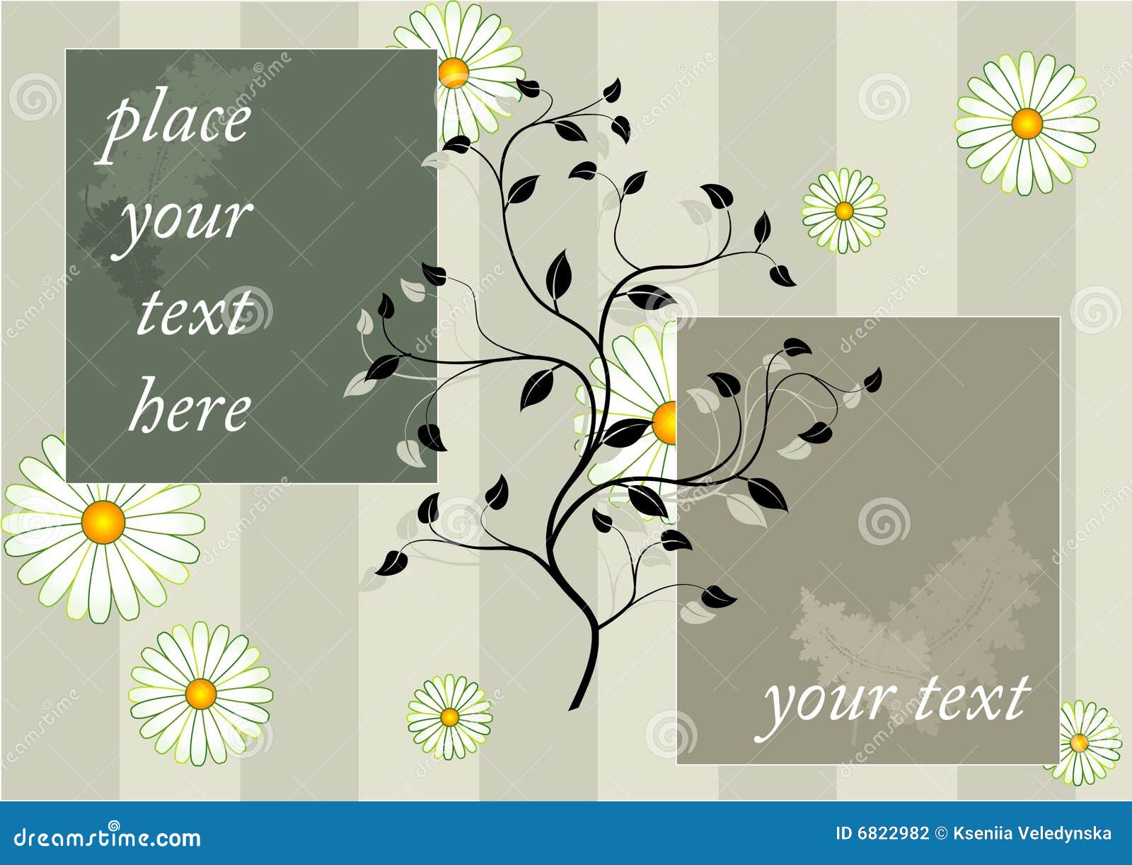 Floral Background with Two Frames Stock Vector - Illustration of ...