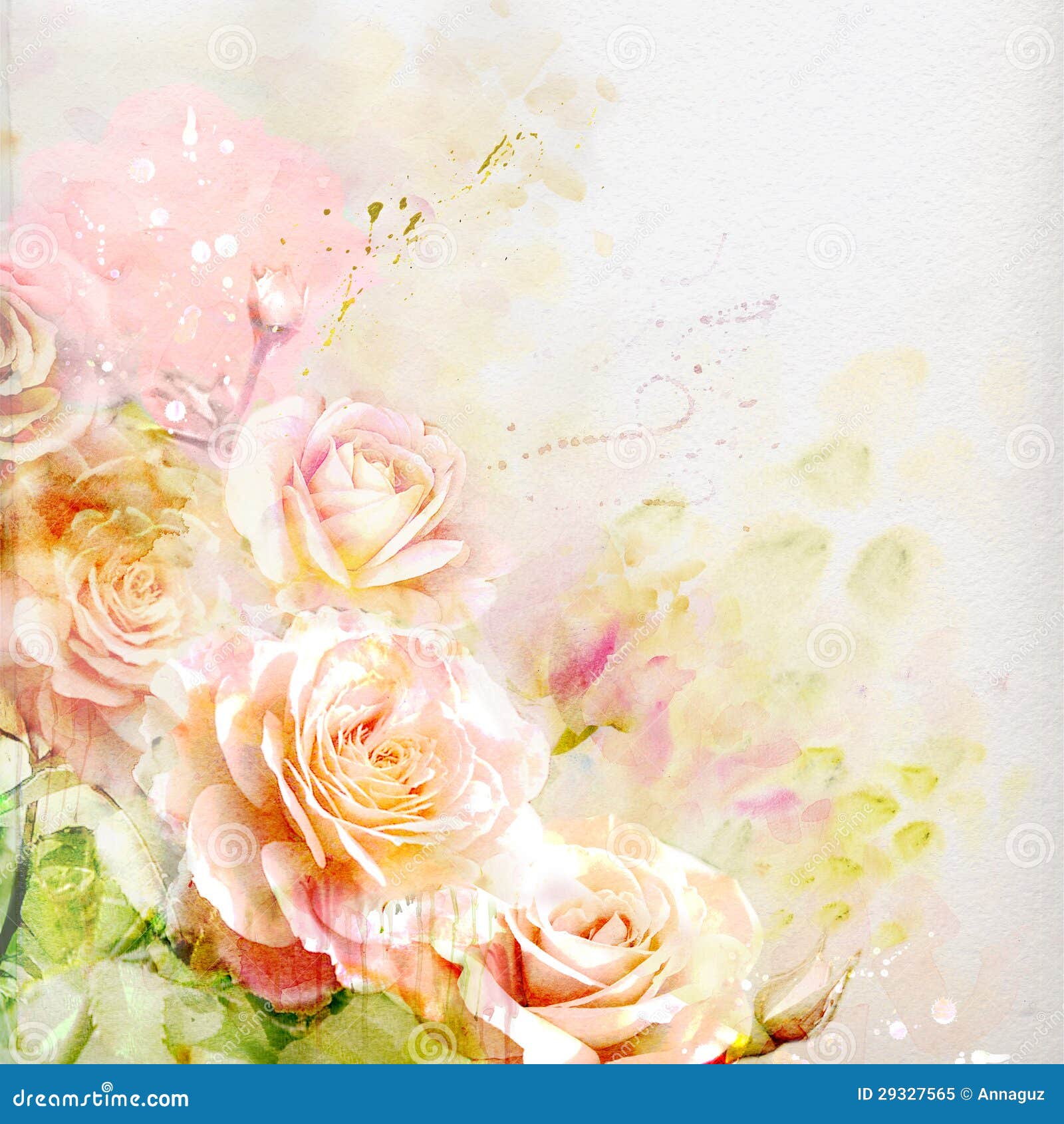 Floral Background with Watercolor Roses Stock Illustration ...