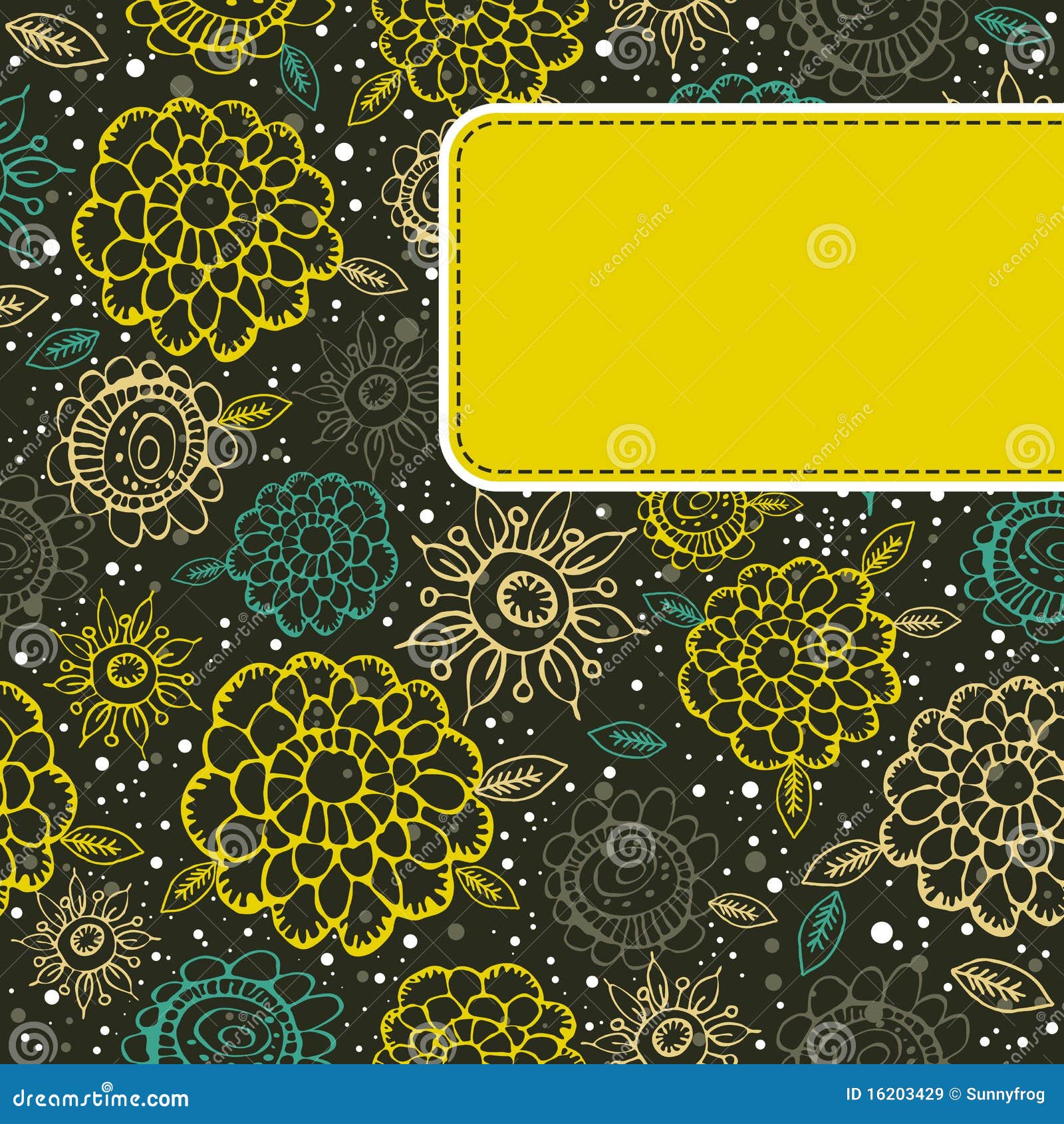 Floral Background with Yellow Label Stock Vector - Illustration of ...