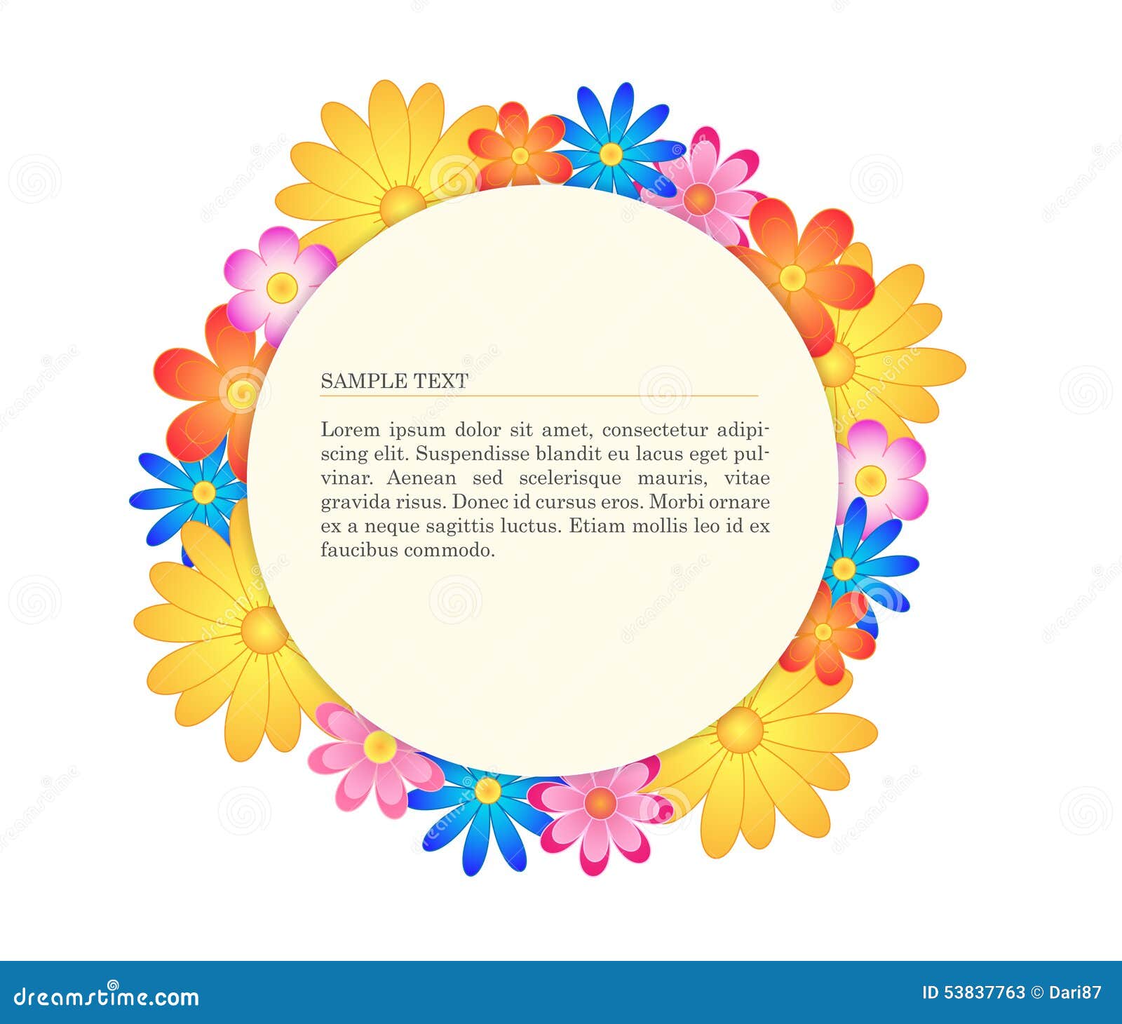 Floral banner circle stock vector. Illustration of multicolored - 53837763