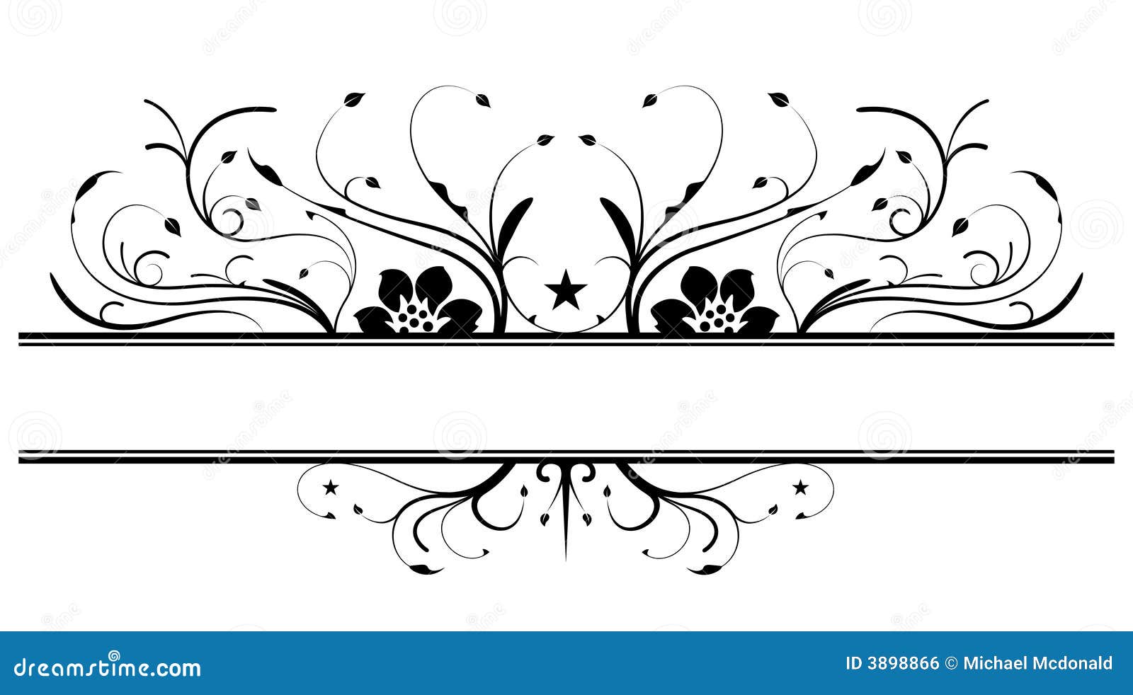 Floral Banner Design In Black Royalty Free Stock Image - Image: 3898866
