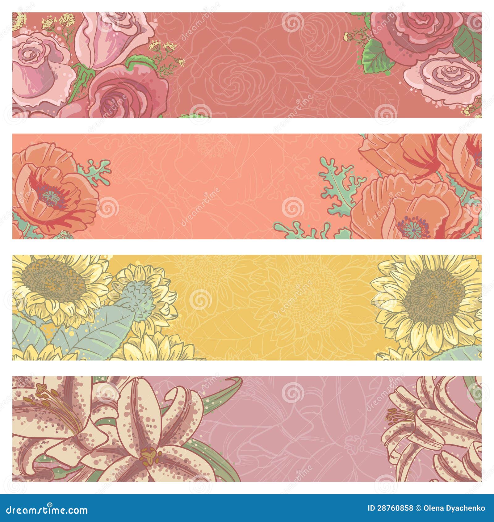 Floral banners stock vector. Illustration of doodle, frame - 28760858