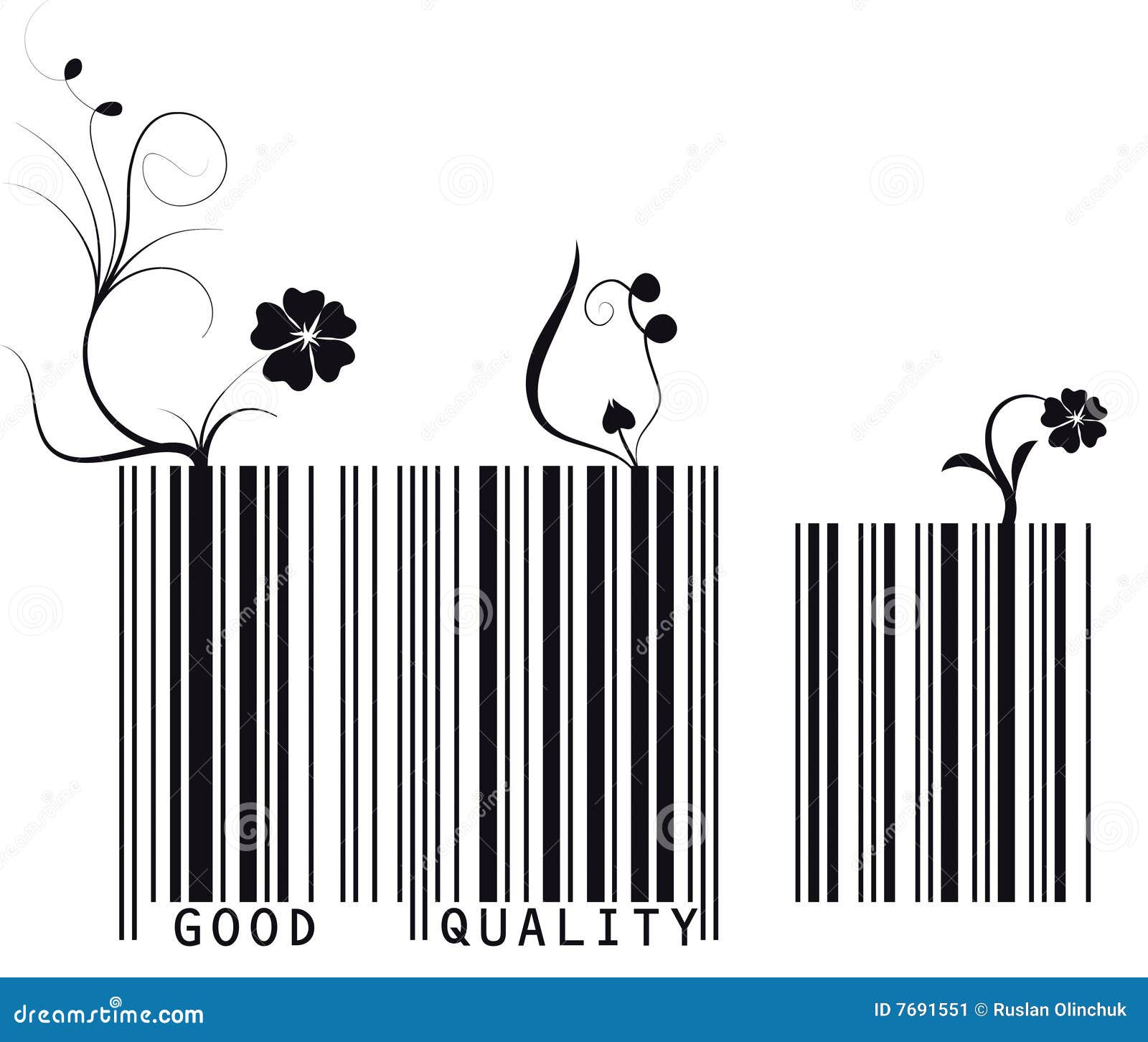 Floral barcode stock vector. Illustration of business - 7691551