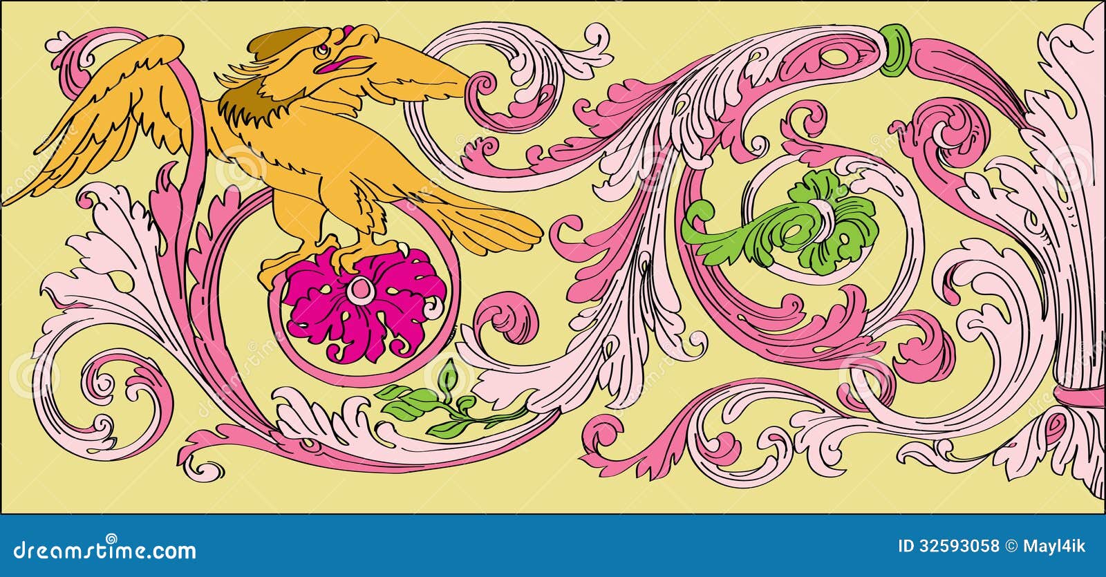 Floral Baroque style stock vector. Illustration of doodle - 32593058