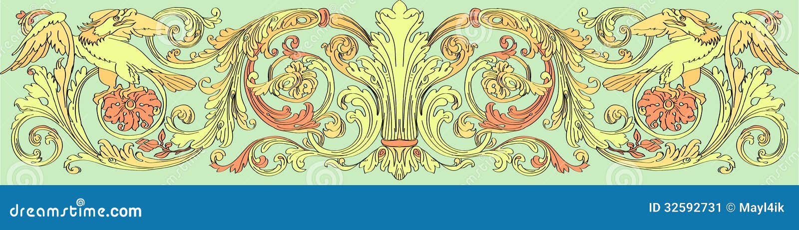 Floral Baroque style stock vector. Illustration of element - 32592731