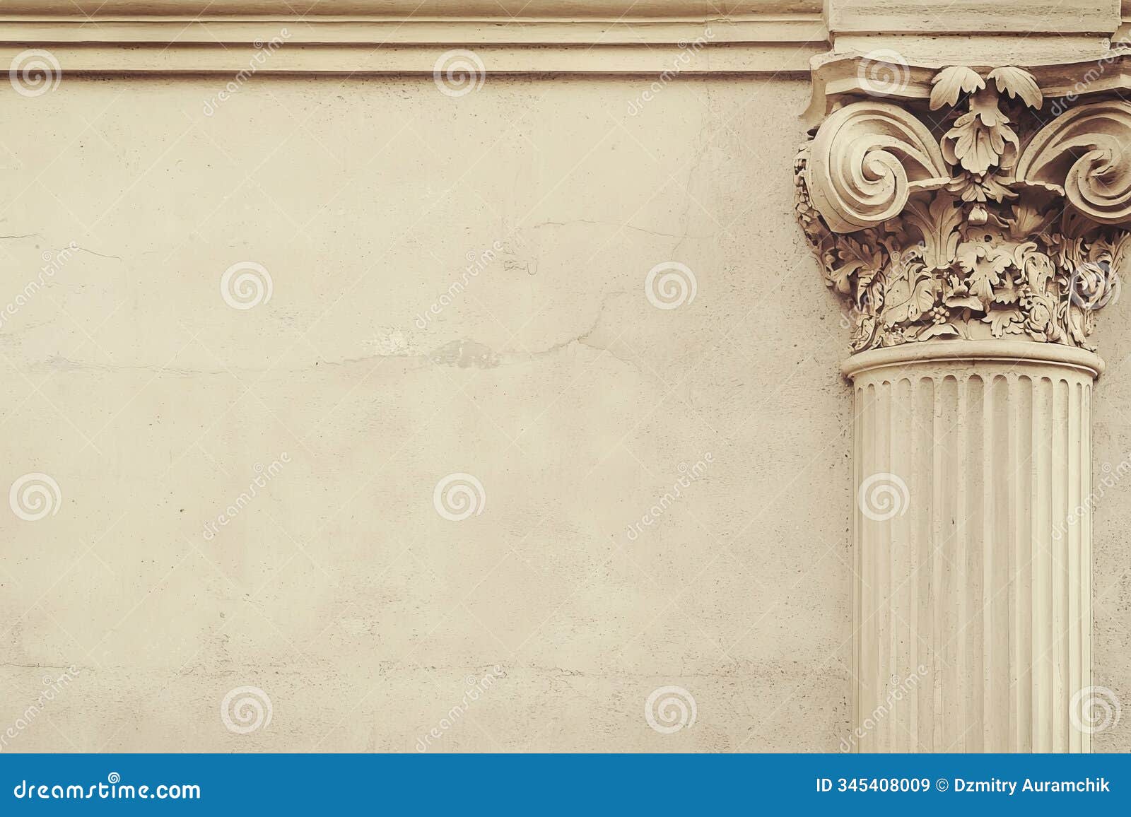 Floral Bas-reliefs on Columns of a Wall Facade. Architectural ...