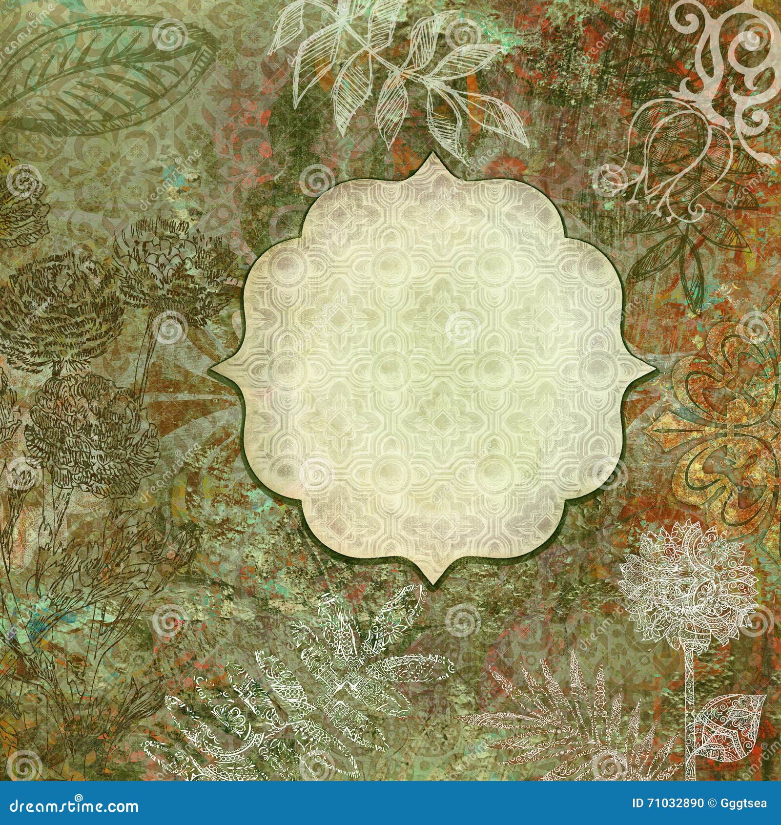 Floral batik frame stock illustration. Illustration of backdrop - 71032890