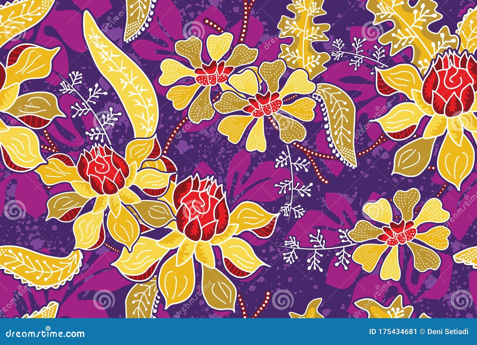 Floral Batik Motif Vector Illustration Stock Vector - Illustration of ...