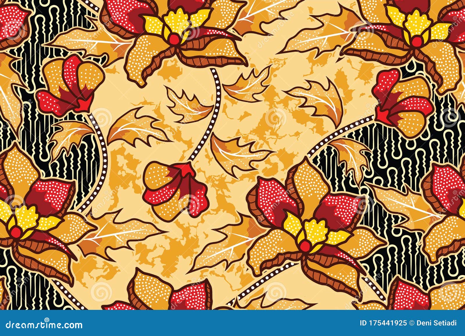 Floral Batik Motif Vector Illustration Stock Vector - Illustration of ...