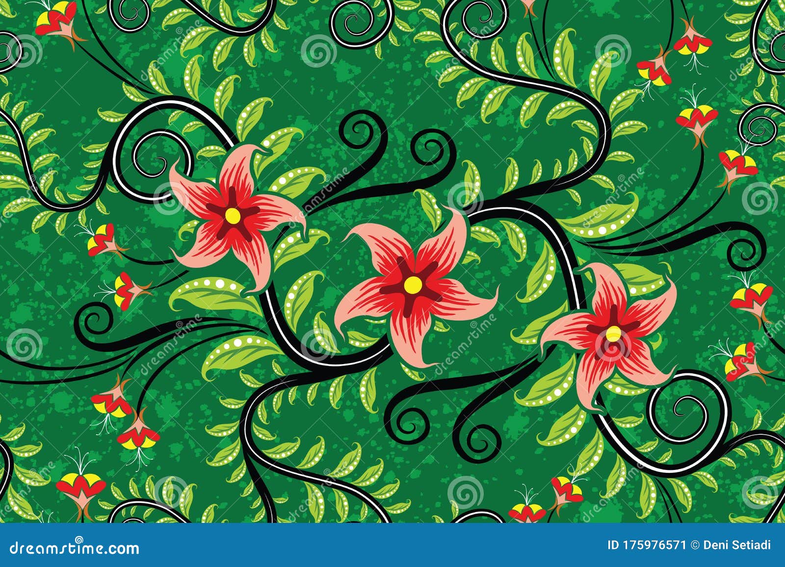Floral Batik Motif Vector Illustration Stock Vector - Illustration of ...