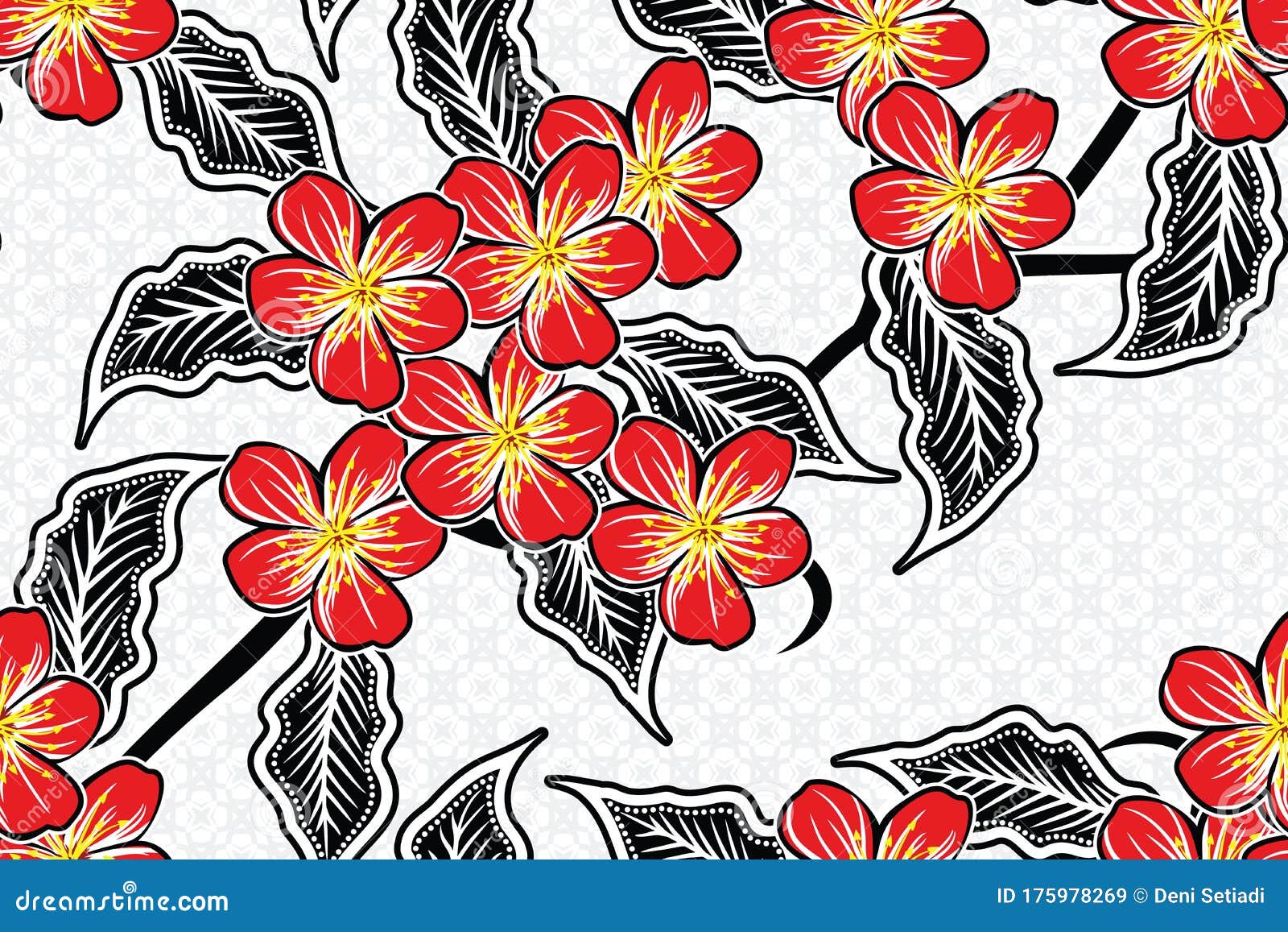 Floral Batik Motif Vector Illustration Stock Vector - Illustration of ...