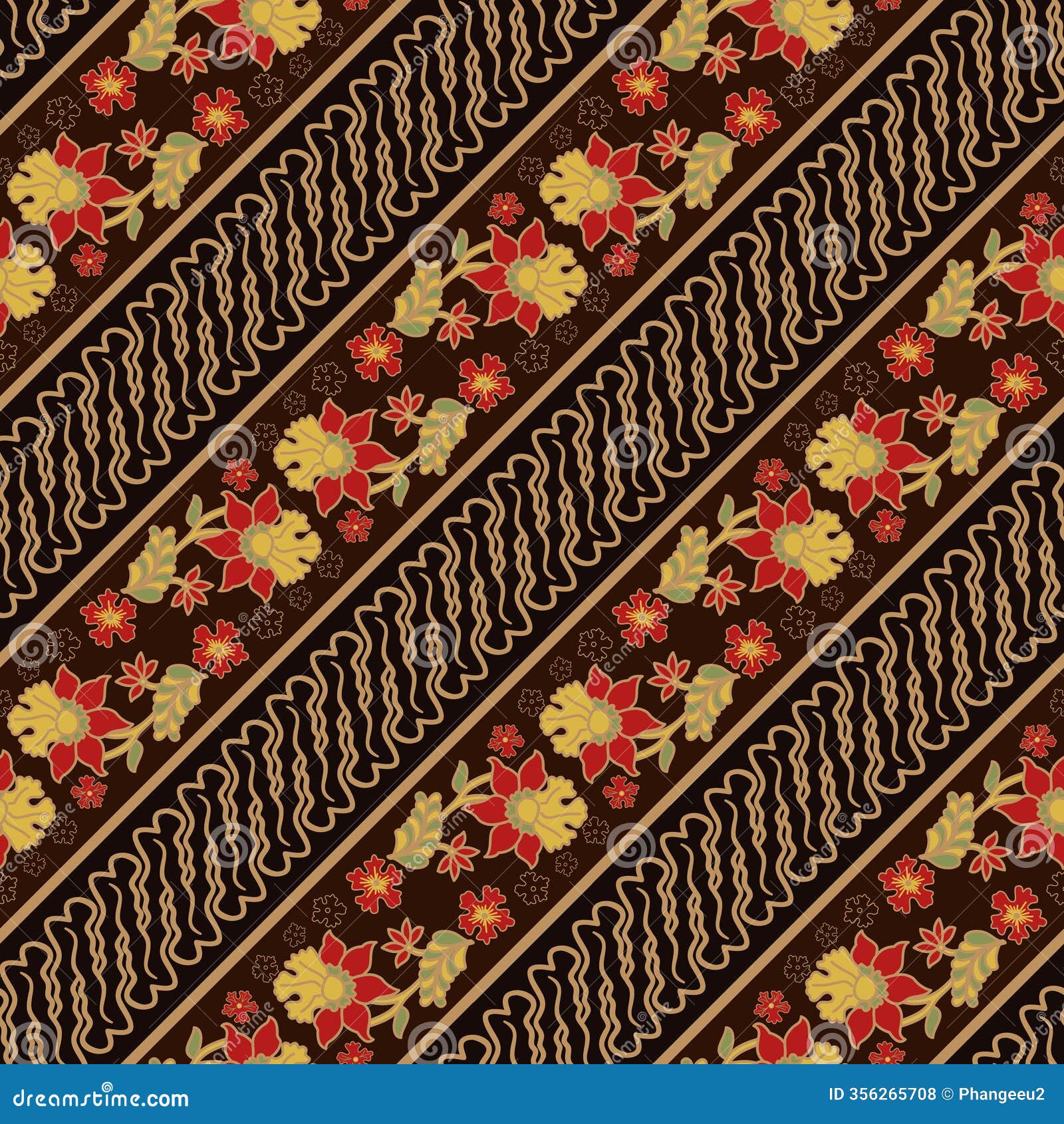 Floral Batik Parang Seamless Pattern Stock Vector - Illustration of ...