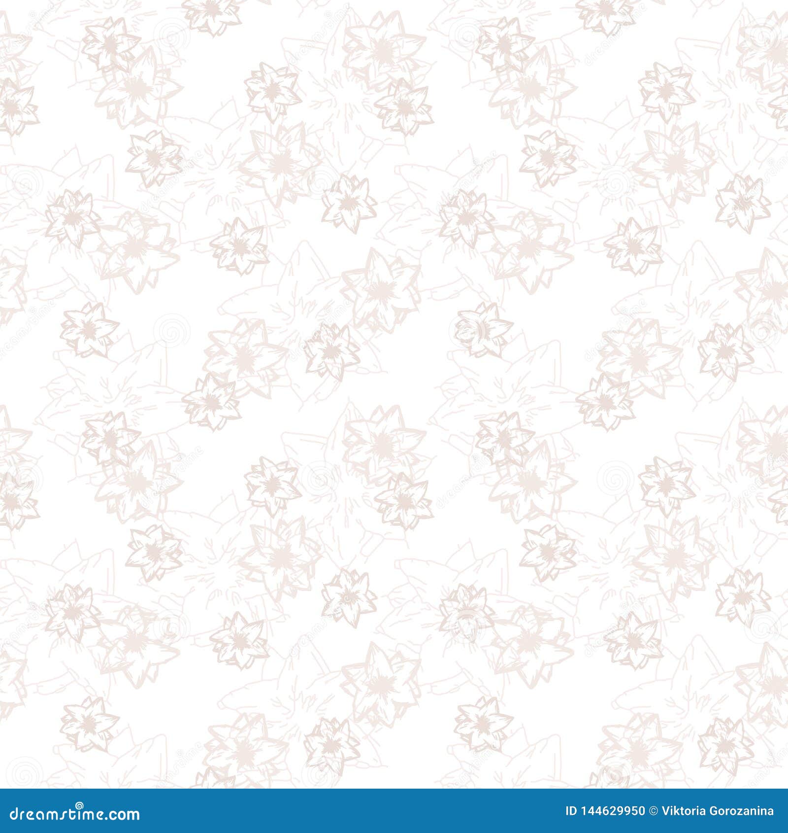 Floral Beige Pattern. Seamless Texture with Flowers. Vector. Stock ...