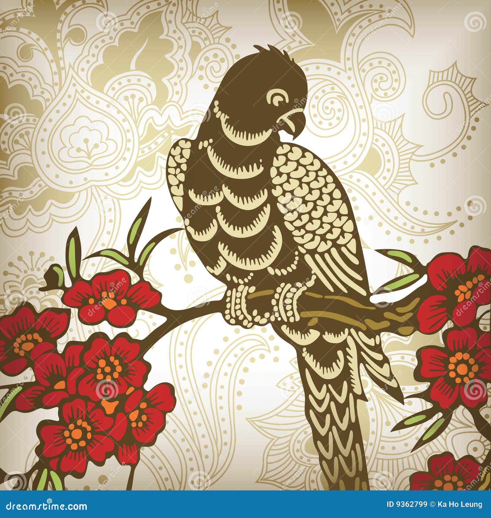 Floral and Bird 1-3 stock vector. Illustration of gold - 9362799