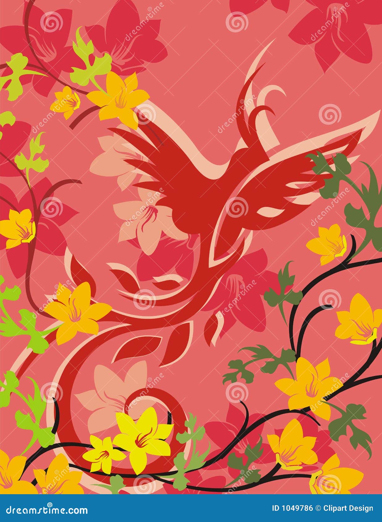 Floral Bird Background Series Stock Vector - Illustration of branch ...