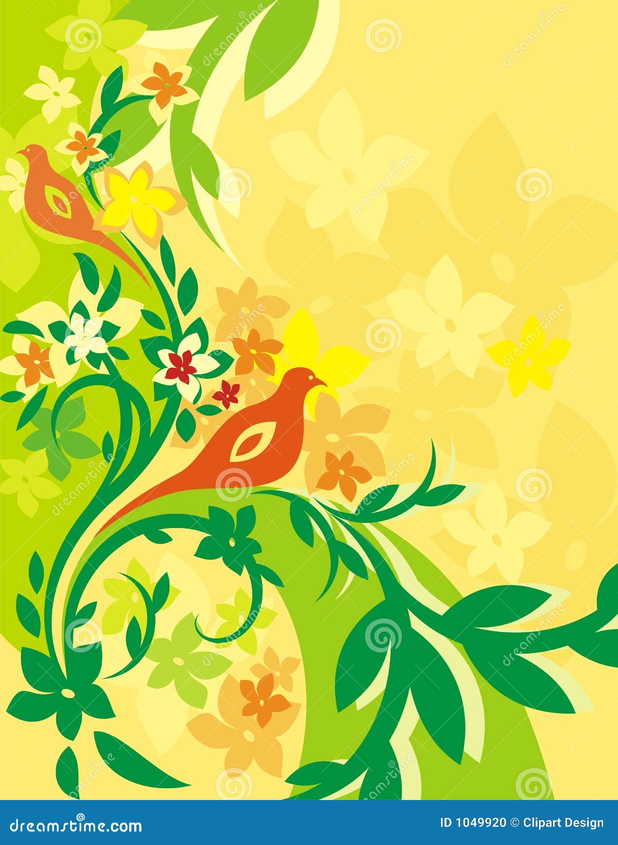 Floral Bird Background Series Stock Vector - Illustration of curl, deco ...