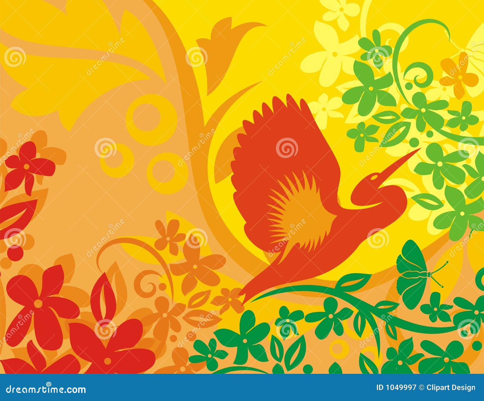 Floral Bird Background Series Stock Vector - Illustration of exotic ...