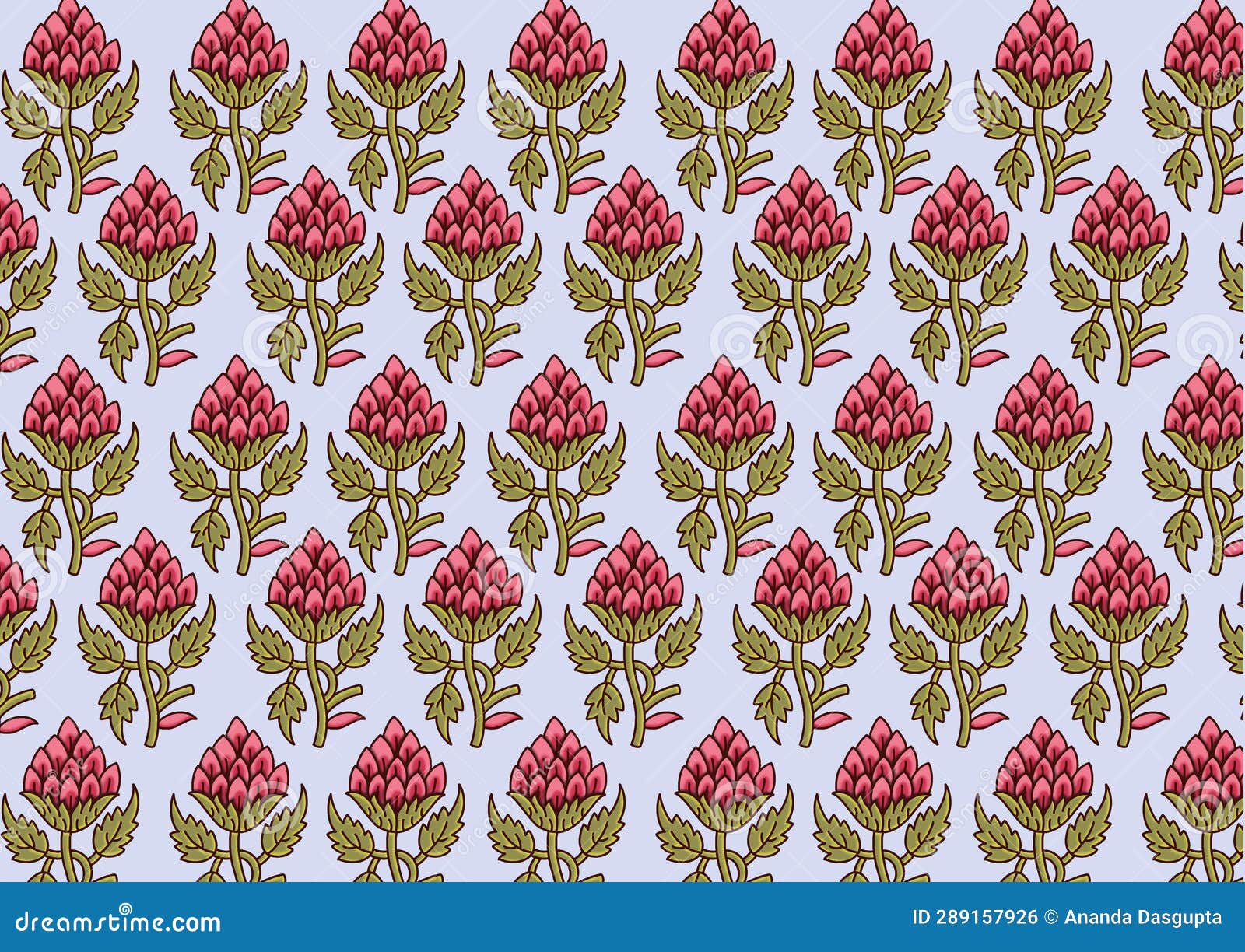 FLORAL BLOCK PRINT SEAMLESS PATTERN VECTOR ILLUSTRATION Stock ...