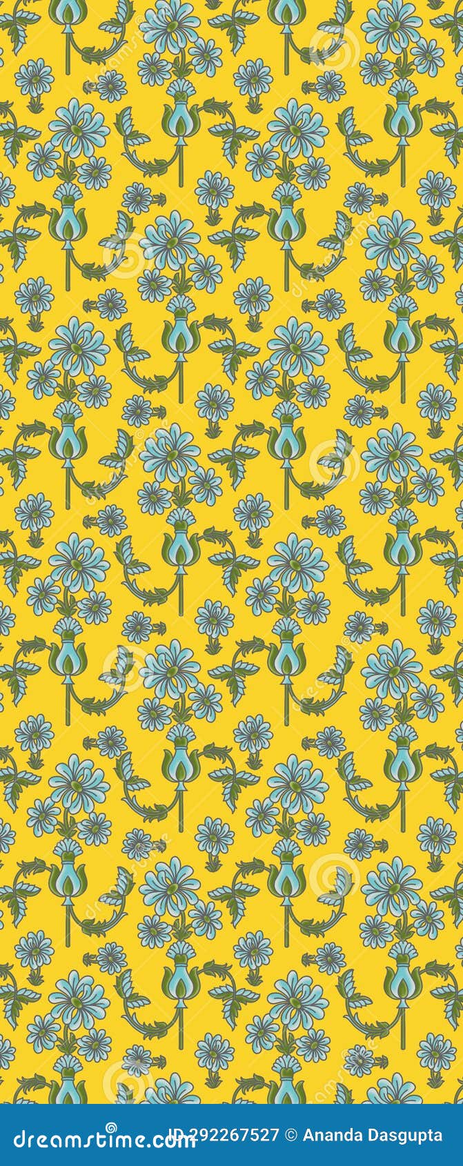 FLORAL BLOCK PRINT SEAMLESS PATTERN VECTOR ILLUSTRATION Stock ...