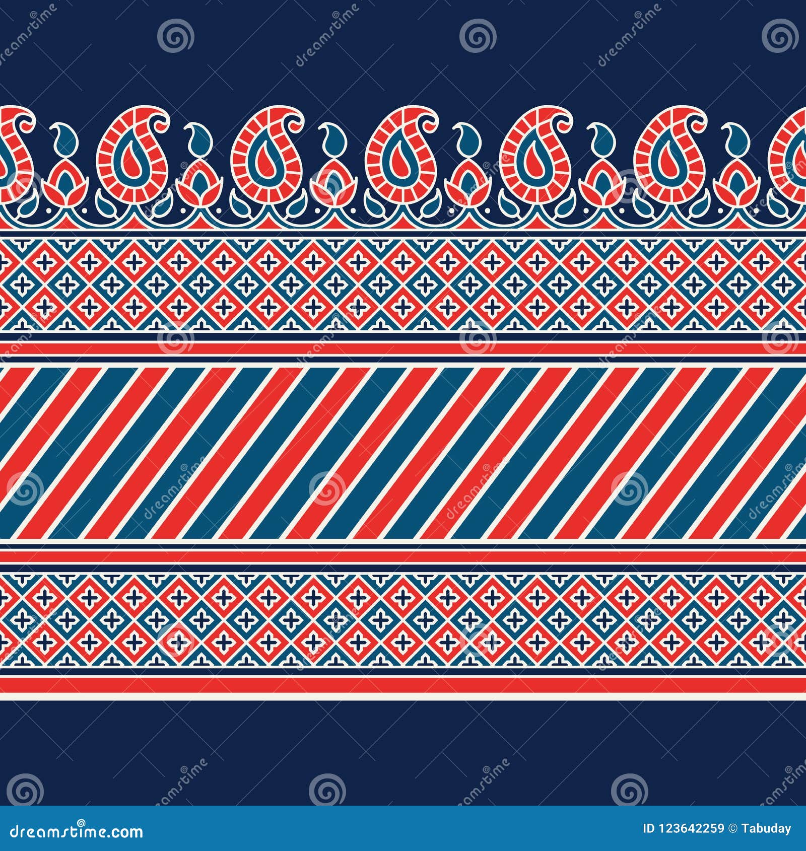 Floral blockprint border. stock vector. Illustration of ethnic - 123642259 Floral blockprint border. stock vector. Illustration of ethnic - 123642259