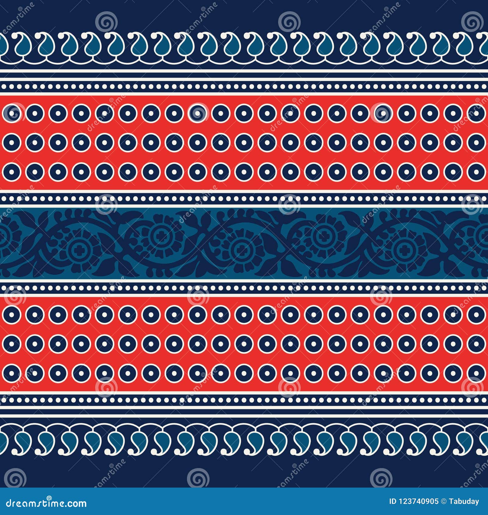Floral blockprint border. stock vector. Illustration of dotted - 123740905 Floral blockprint border. stock vector. Illustration of dotted - 123740905