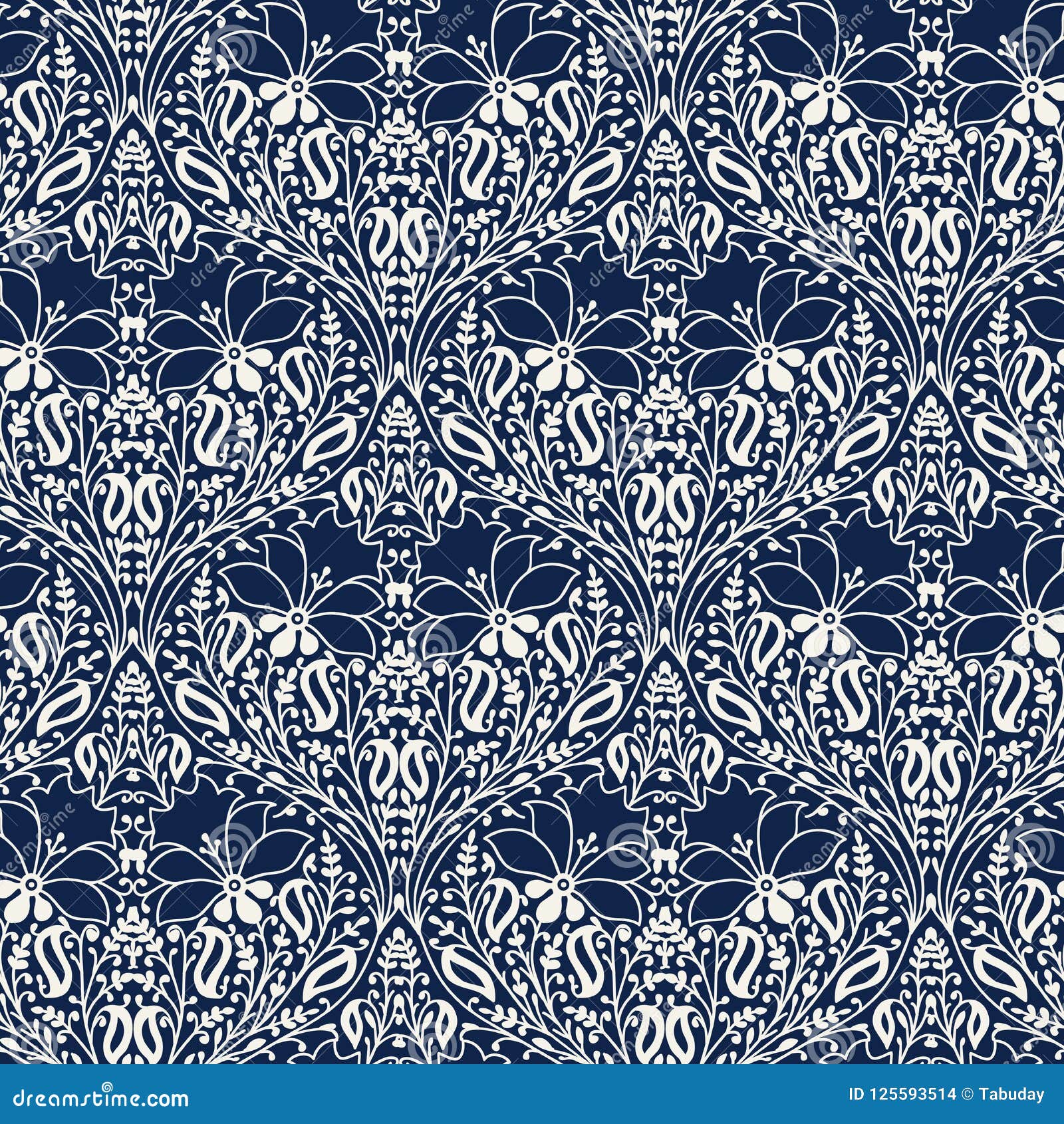 Floral blockprint pattern. stock vector. Illustration of fabric - 125593514 Floral blockprint pattern. stock vector. Illustration of fabric - 125593514