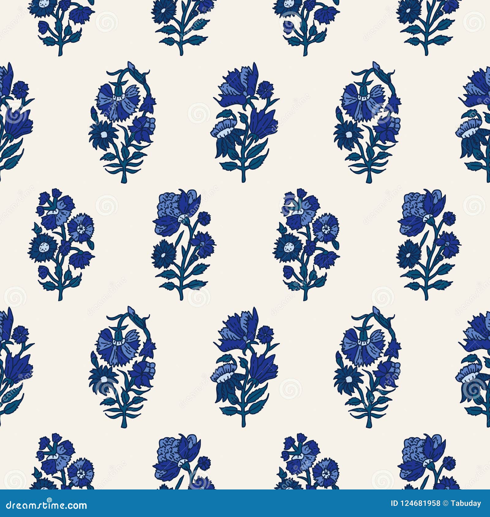 Floral blockprint pattern. stock vector. Illustration of morocco ... Floral blockprint pattern. stock vector. Illustration of morocco ...
