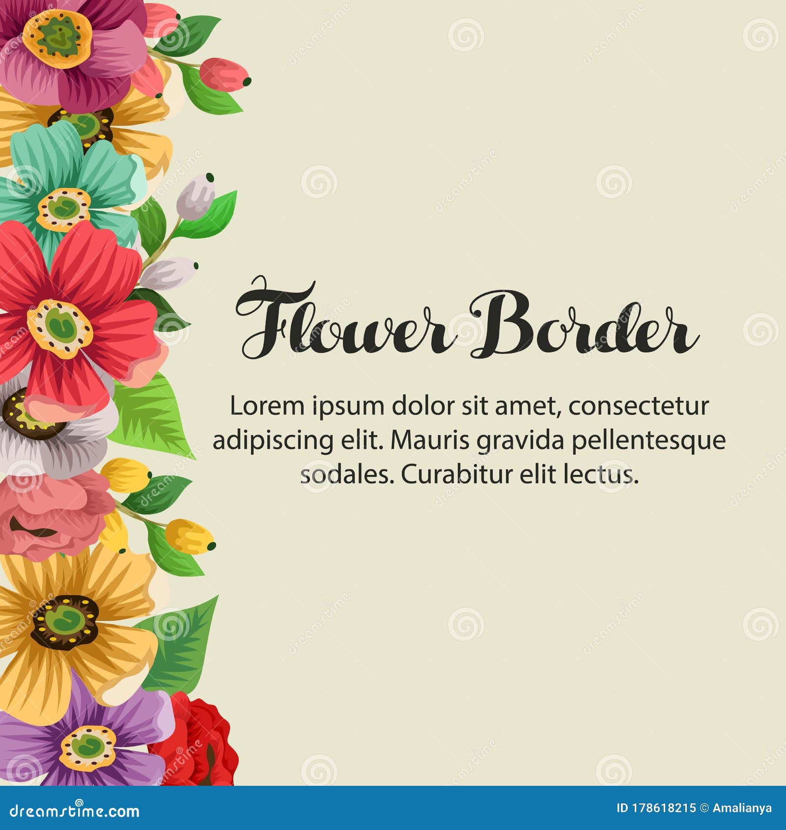 Floral Blossom Cute Border Frame Stock Vector - Illustration of ...