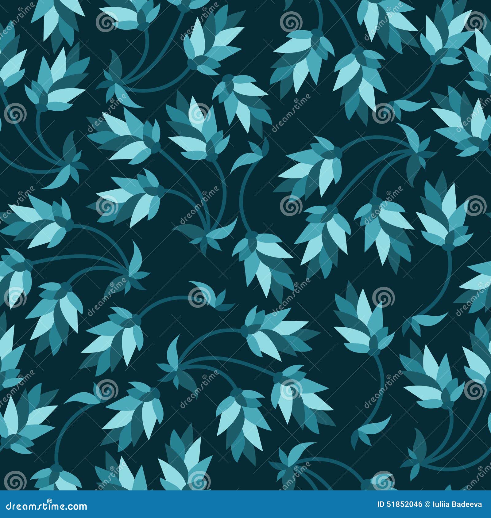 Floral blue pattern stock vector. Illustration of greeting - 51852046