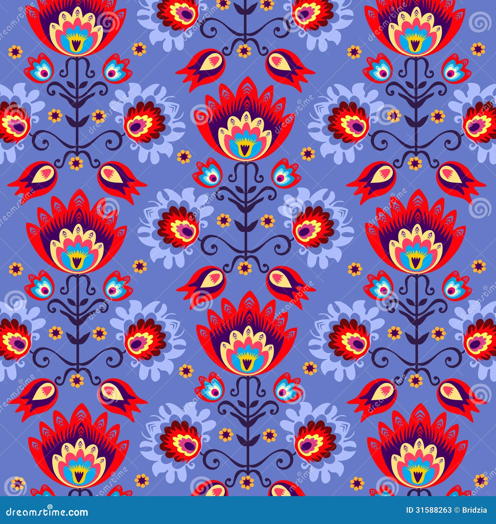 Floral blue stock vector. Illustration of folk, people - 31588263