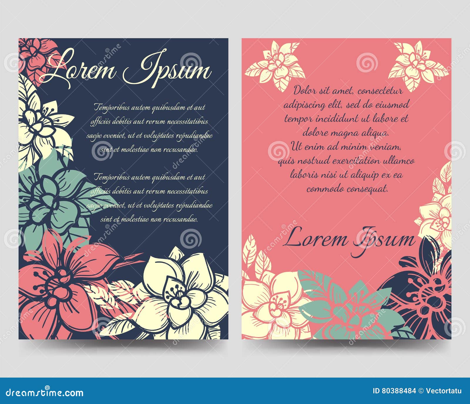 Floral Boho Style Brochure Flyers Template Vector Illustration ...