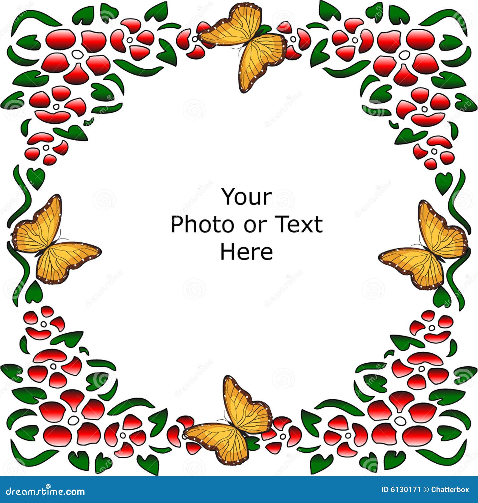 Floral Border Background with Butterfly Stock Vector - Illustration of ...