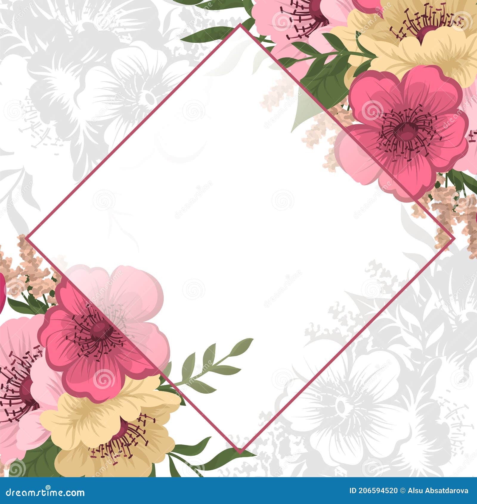Floral Border Background - Pink Flower Border Stock Vector ...