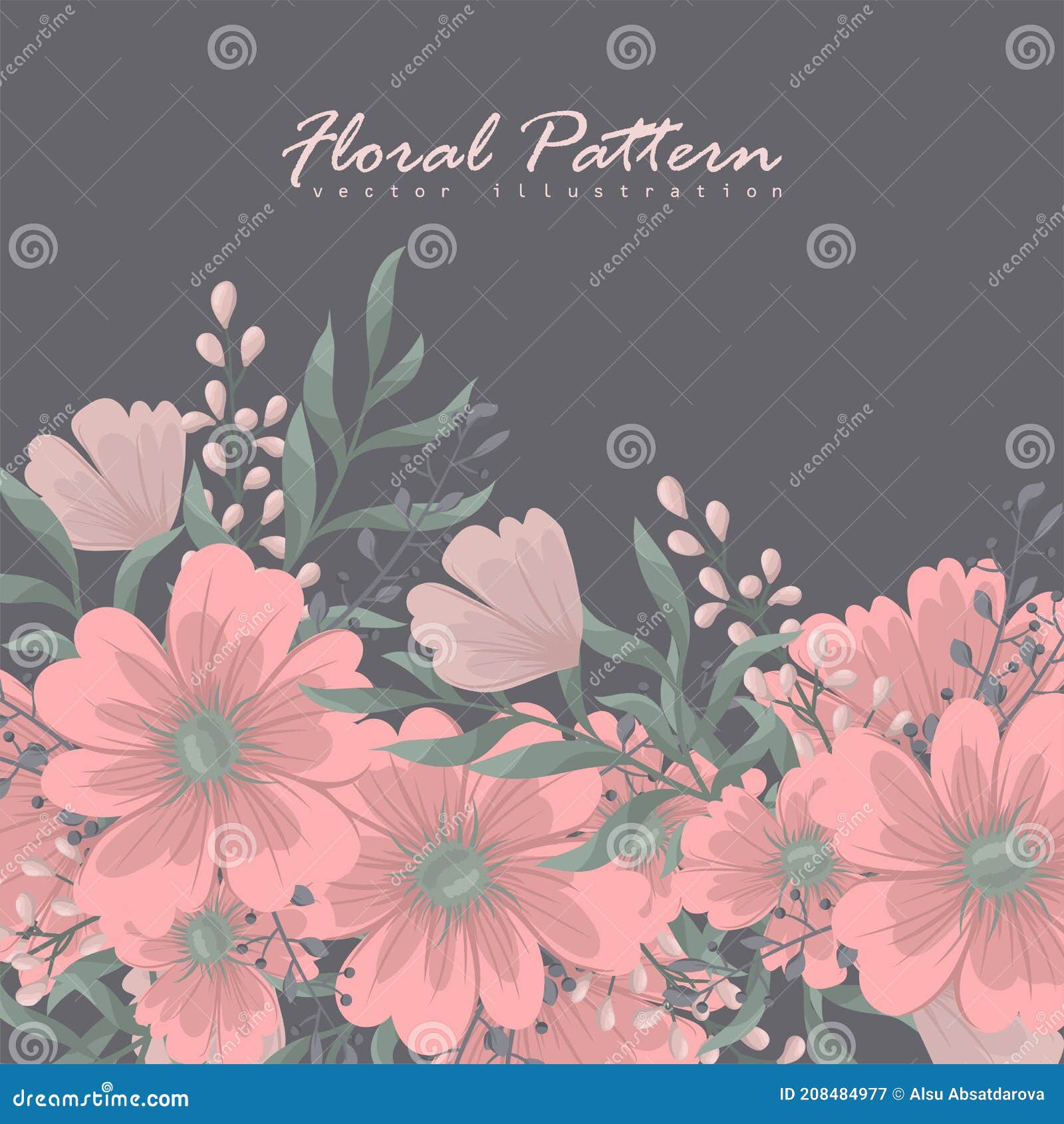 Floral Border Background - Pink Flower Border Stock Vector ...