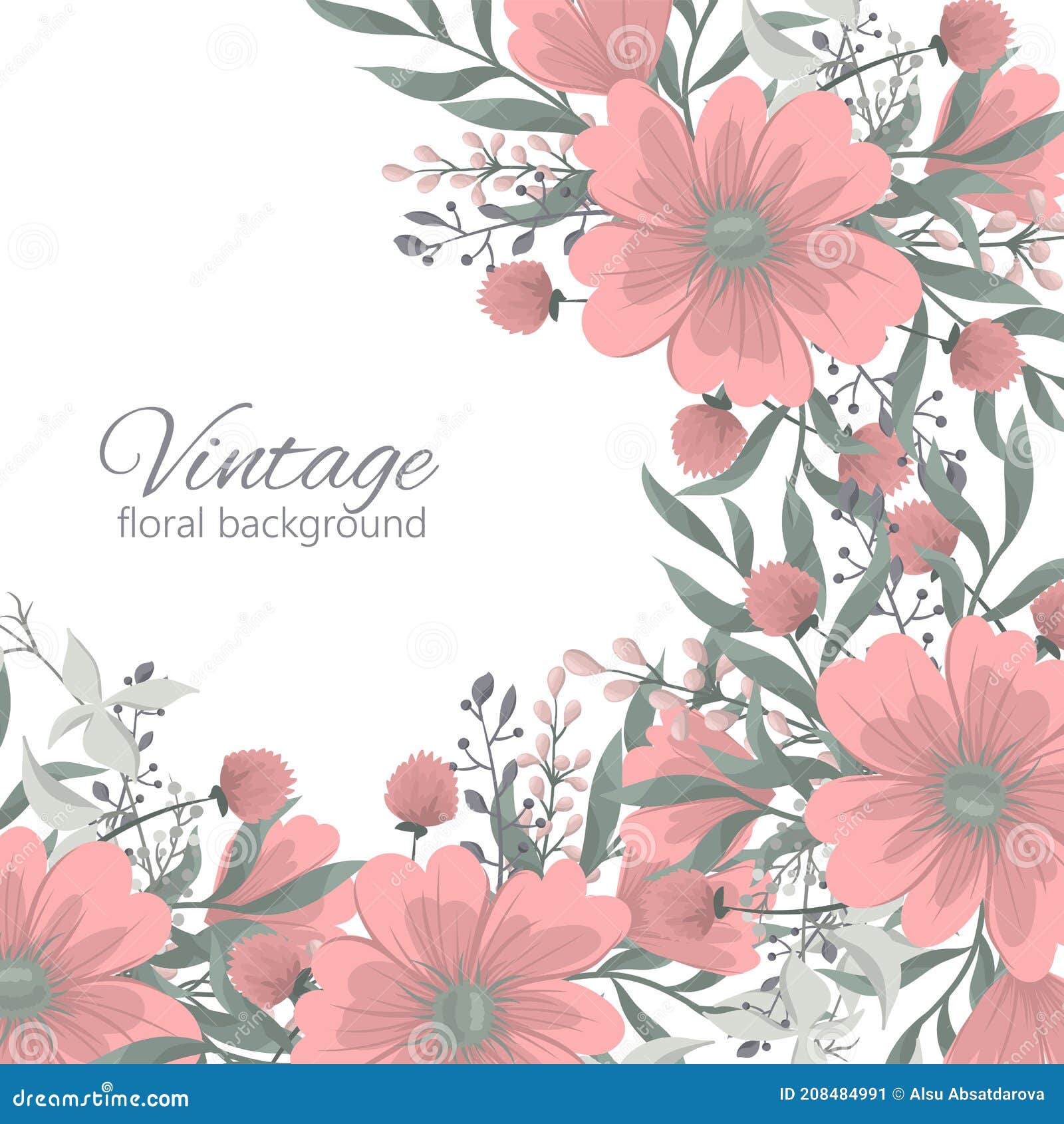 Floral Border Background - Pink Flower Border Stock Vector ...