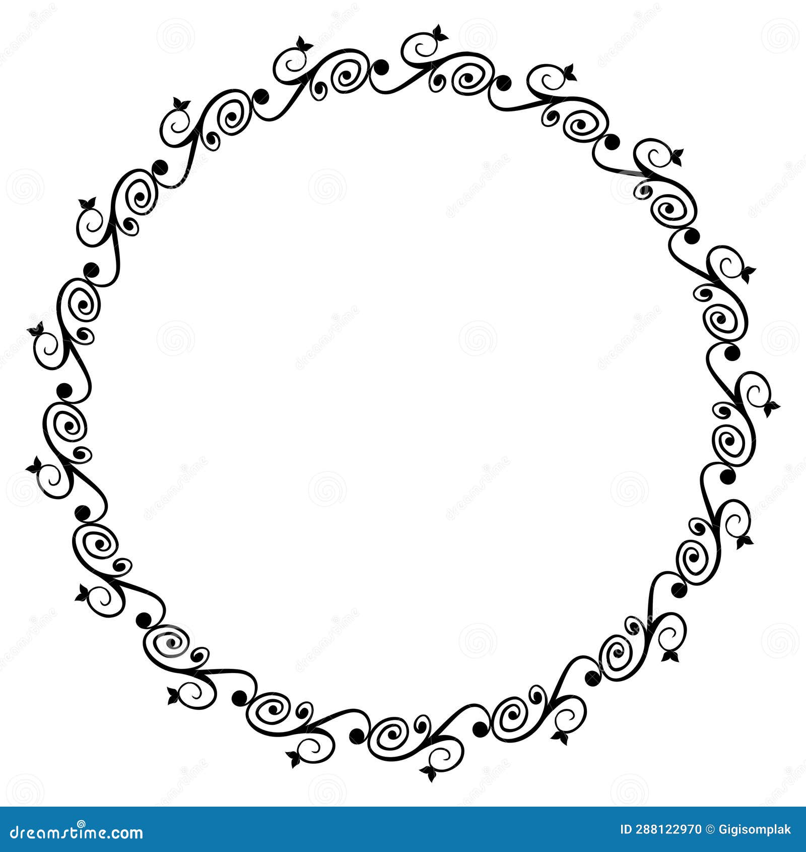 Simple Seamless Vector Circle Hand Draw Sketch Floral Border Stock ...