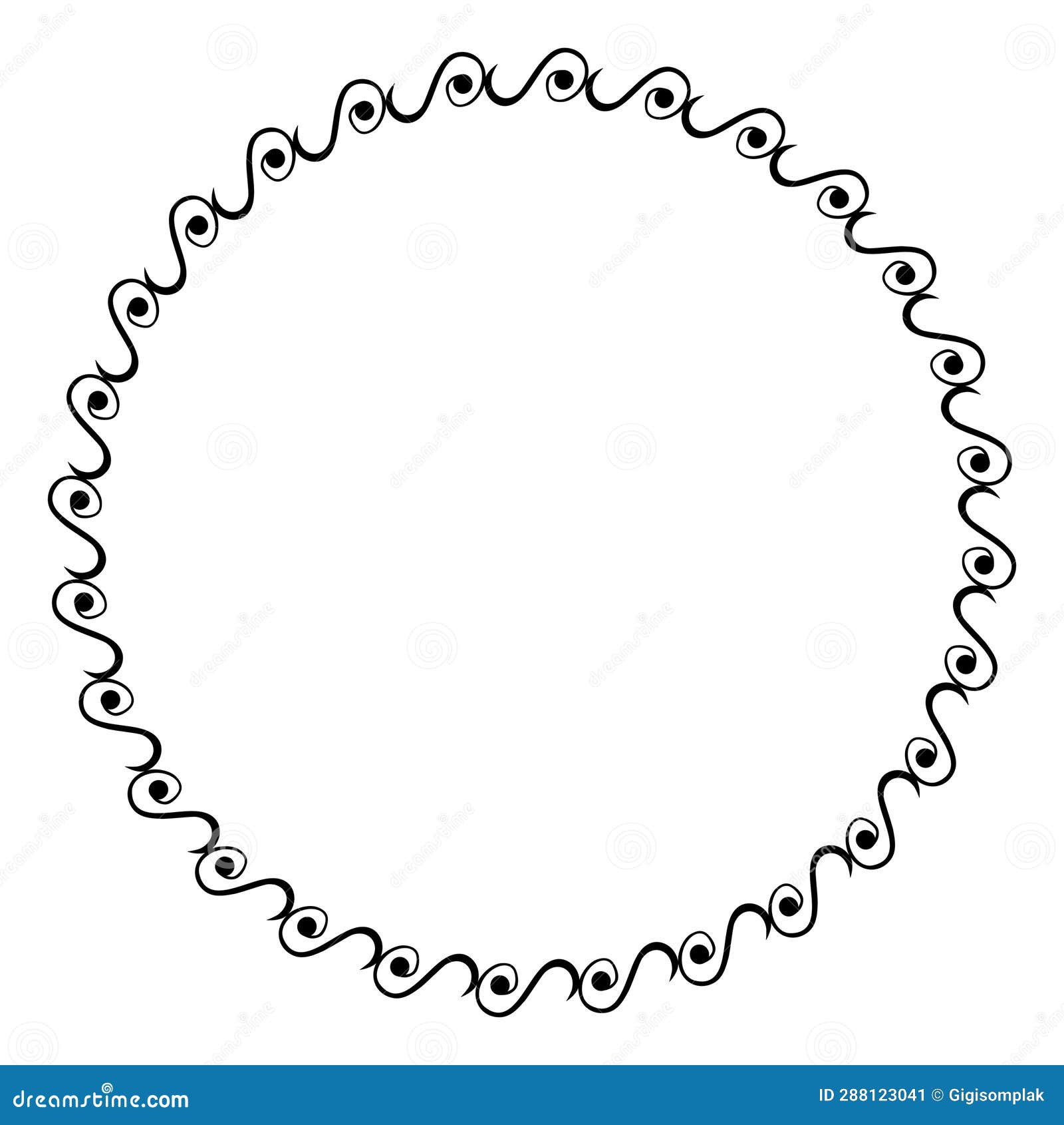 Simple Seamless Vector Circle Hand Draw Sketch Floral Border Stock ...