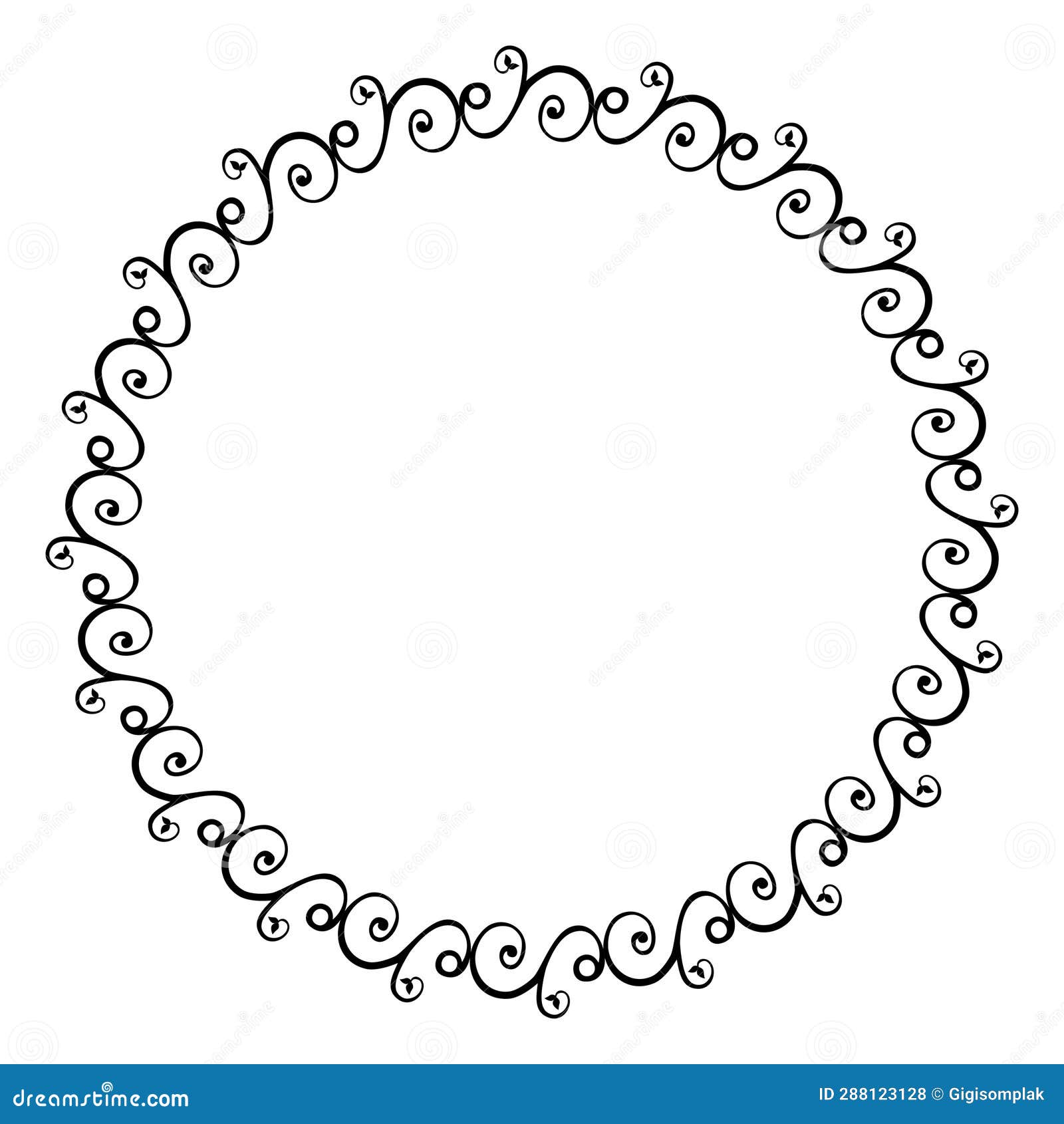 Simple Seamless Vector Circle Hand Draw Sketch Floral Border ...